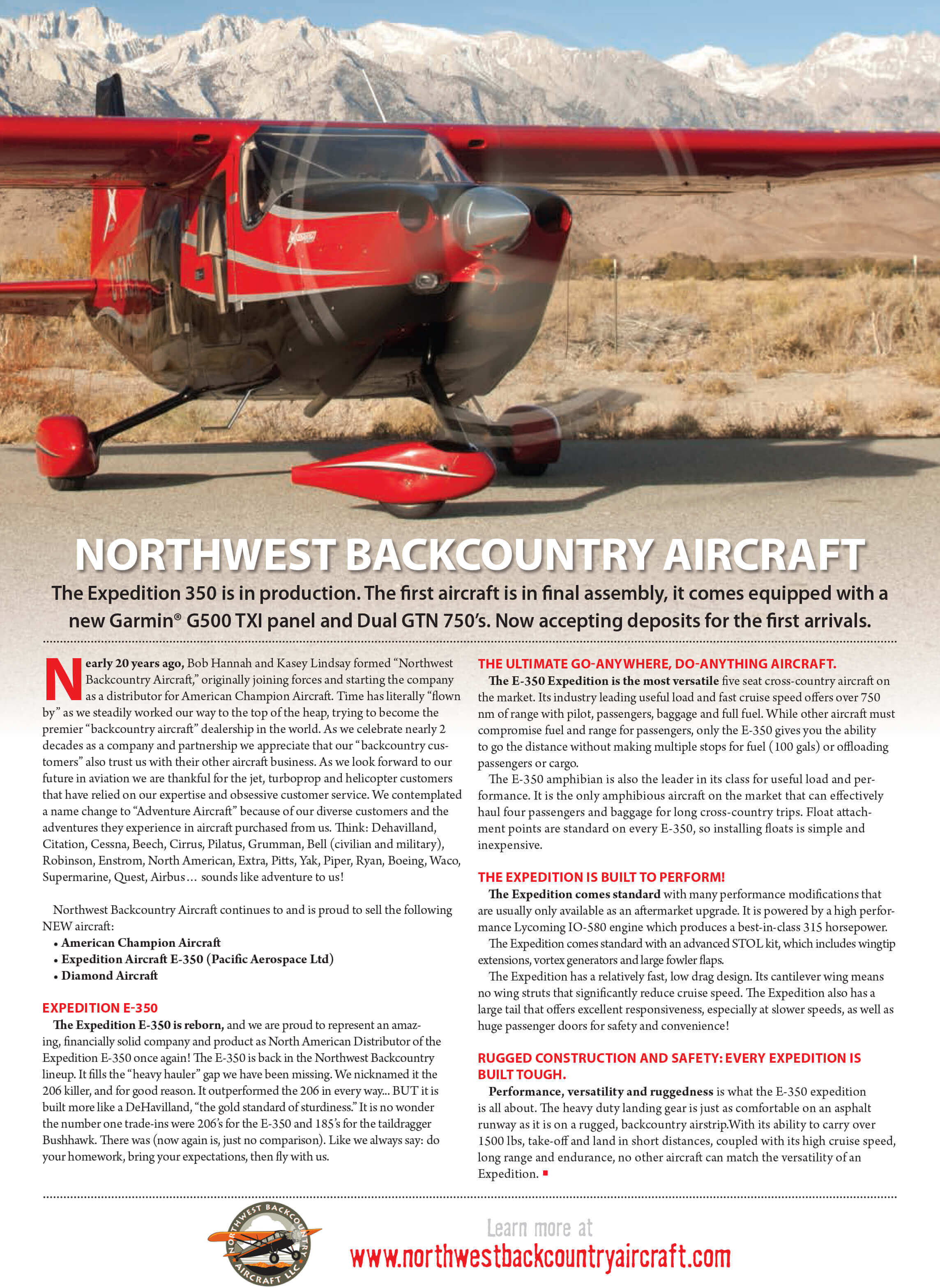 Pacific Aerospace / Expedition Aircraft | Northwest Backcountry ...